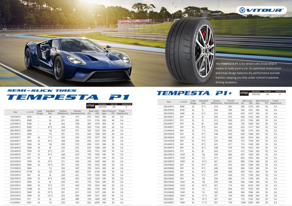 ViTour Tempesta P1 Specifications - Americas ViTour Tire